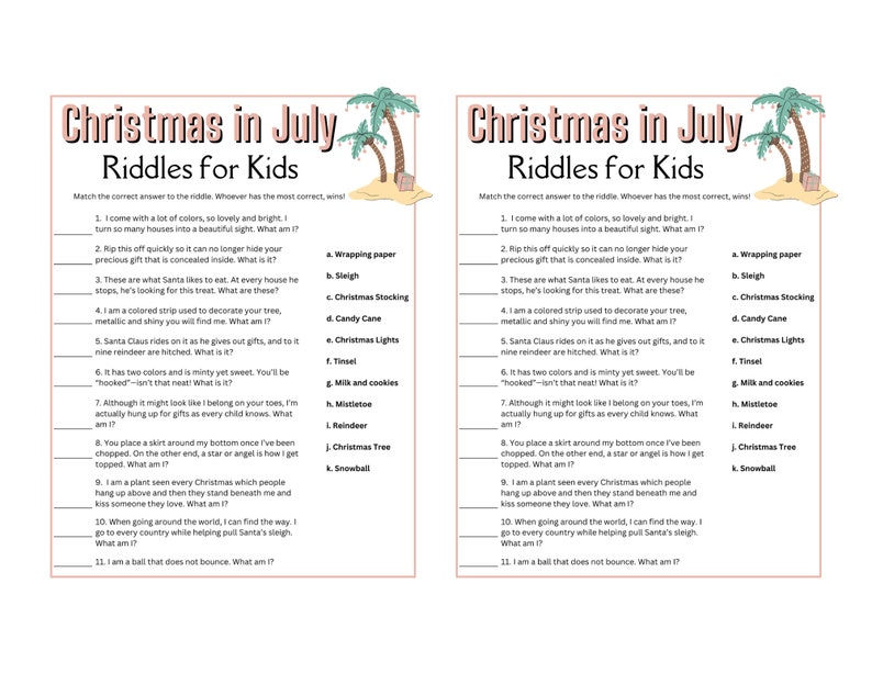 Christmas Riddles for Kids | Christmas in July Games | Family Christmas ...