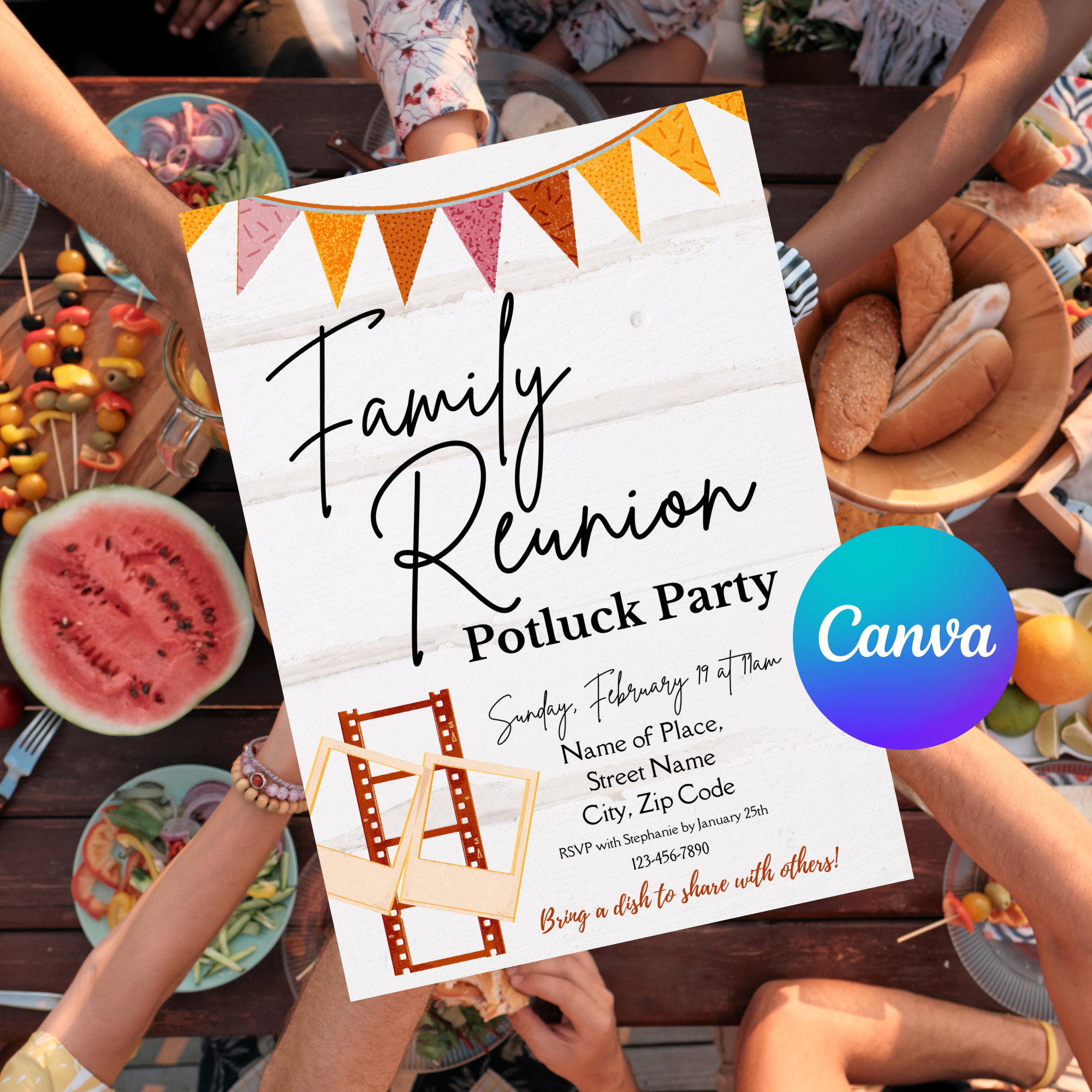 Family Potluck Invitation Template | Family Party Potluck Invite ...