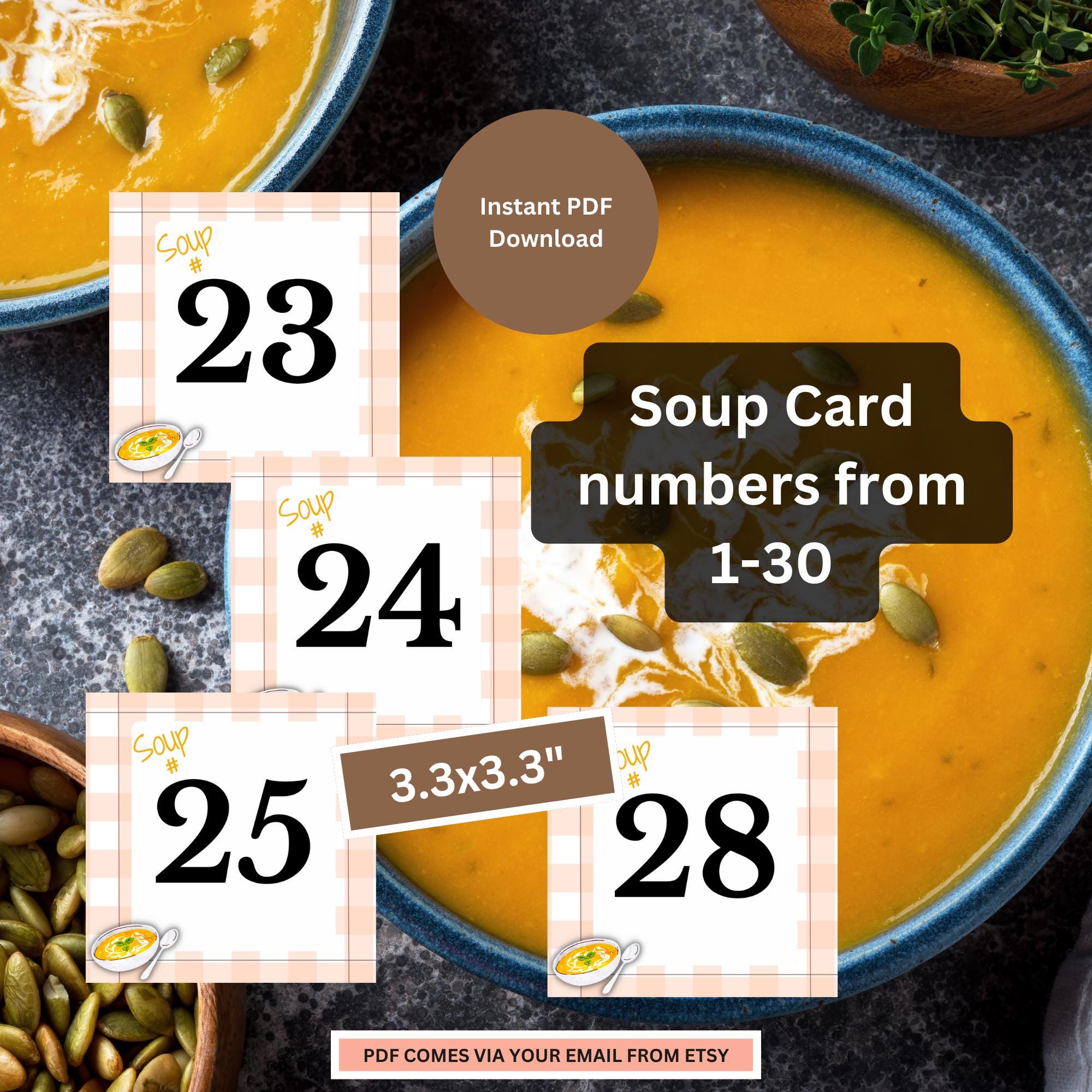 Soup Cook-off Number Cards Printable| Soup Party | Soup Swap | Soup ...