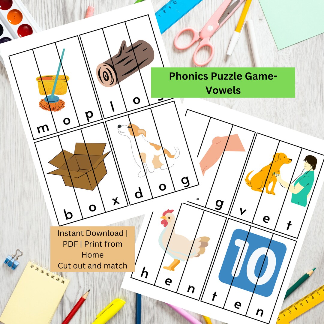 Phonics Puzzles Vowels | CVC Words | Phonics Games | Phonics Activities ...