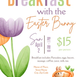 Breakfast With the Easter Bunny Flyer Template Easter Flyer Easter ...