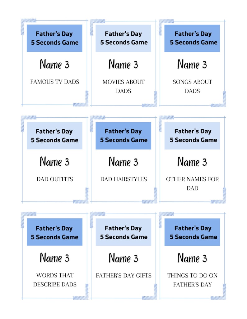 5 Seconds Father's Day Game Fathers Day Game Father's Day Activities ...