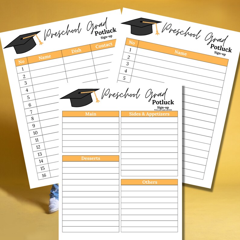 Potluck Sign up Sheet | Preschool Grad Potluck Sign up Sheet ...