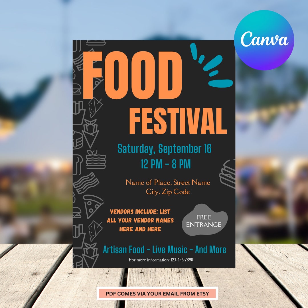 Food Festival Flyer Template Food Festival Flyer Editable - Etsy