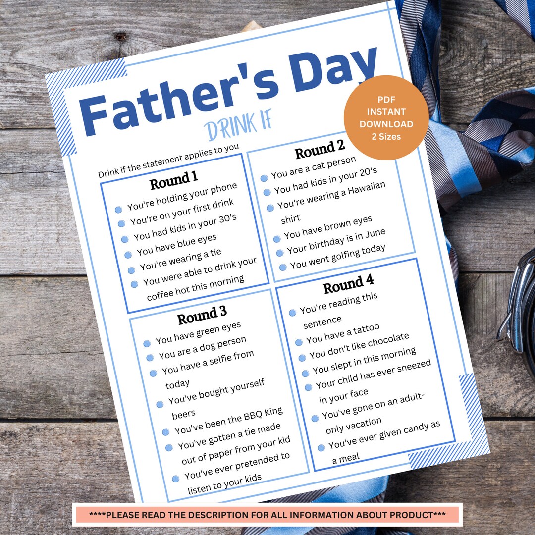 Drink If Father's Day Game | Fathers Day Game | Father's Day Activities ...