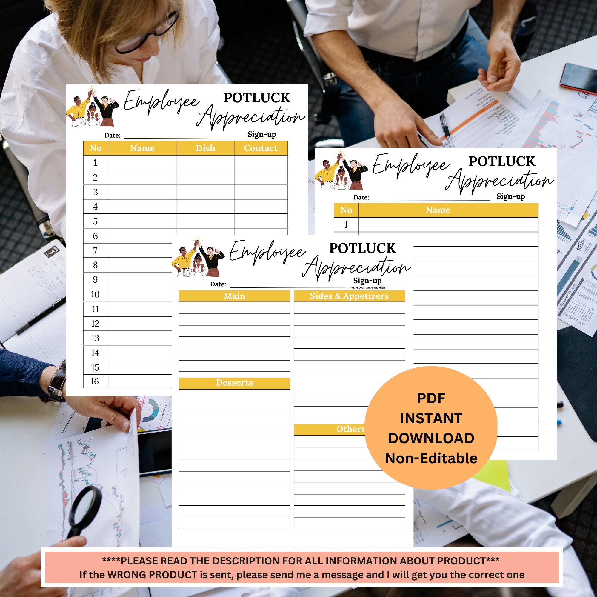 Employee Appreciation Potluck Sign up Sheet | Work Appreciation Potluck ...