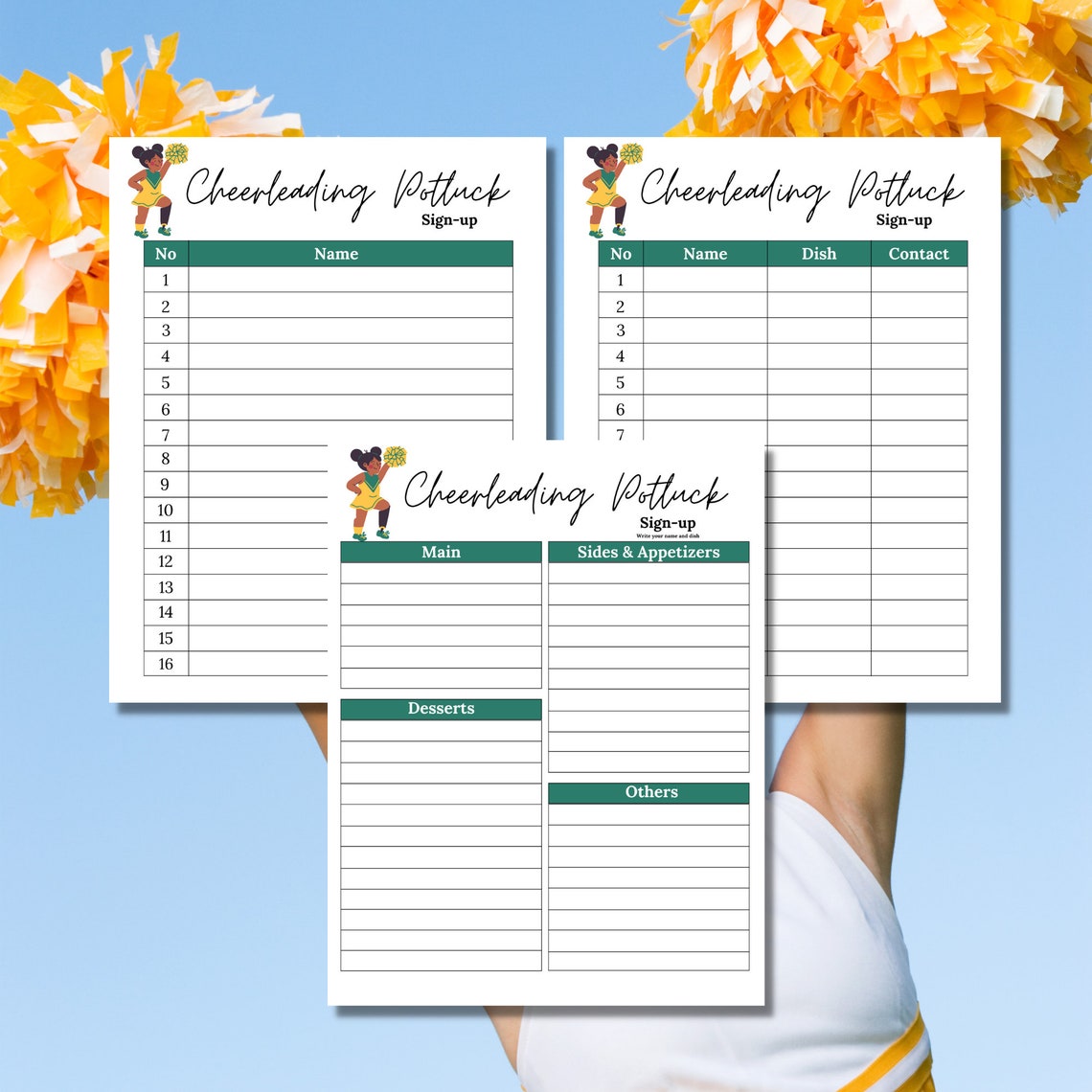 Potluck Sign up Sheet Cheerleading Poluck Sign up Sheet Sports Potluck ...