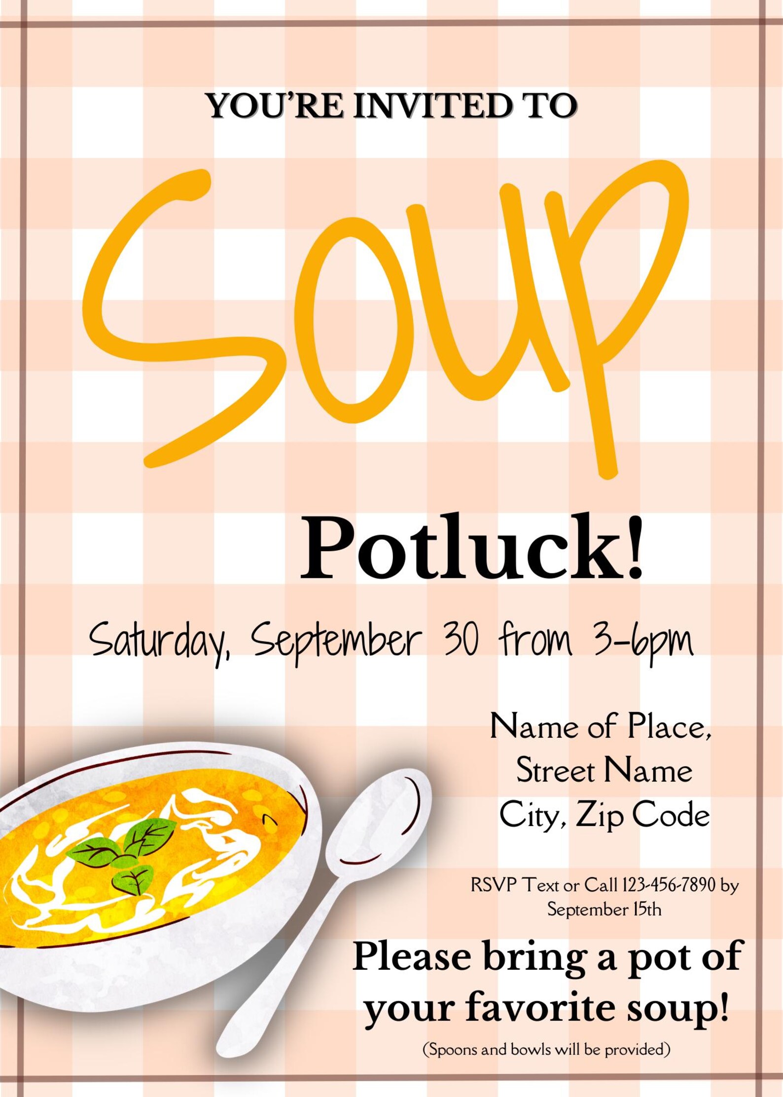 Soup Potluck Party Invite Template | Editable Soup Potluck| Soup ...