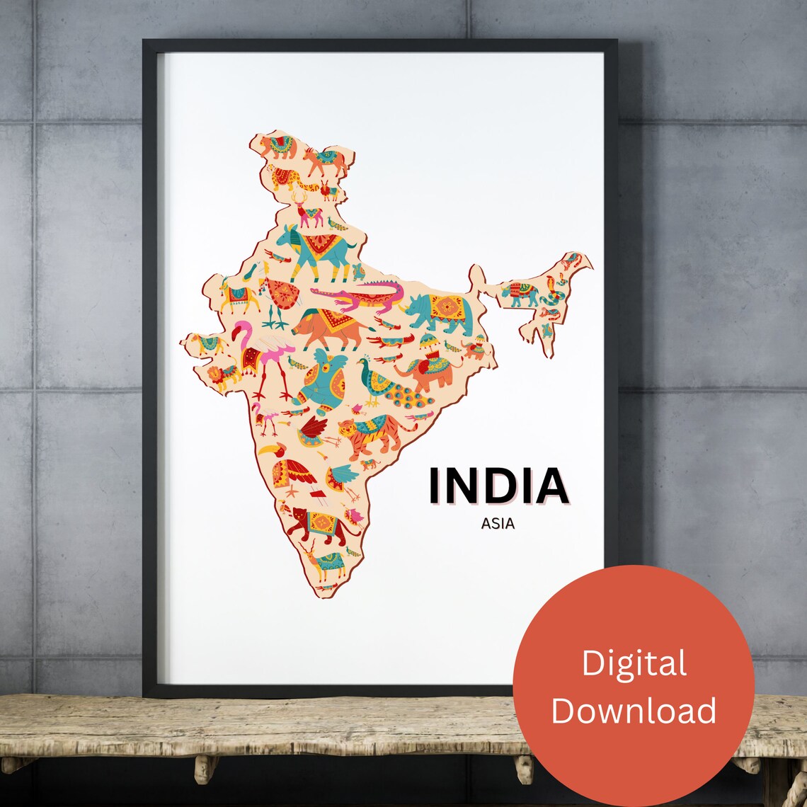 Map of India India Map Digital India Map India Wall Art Download Map of ...