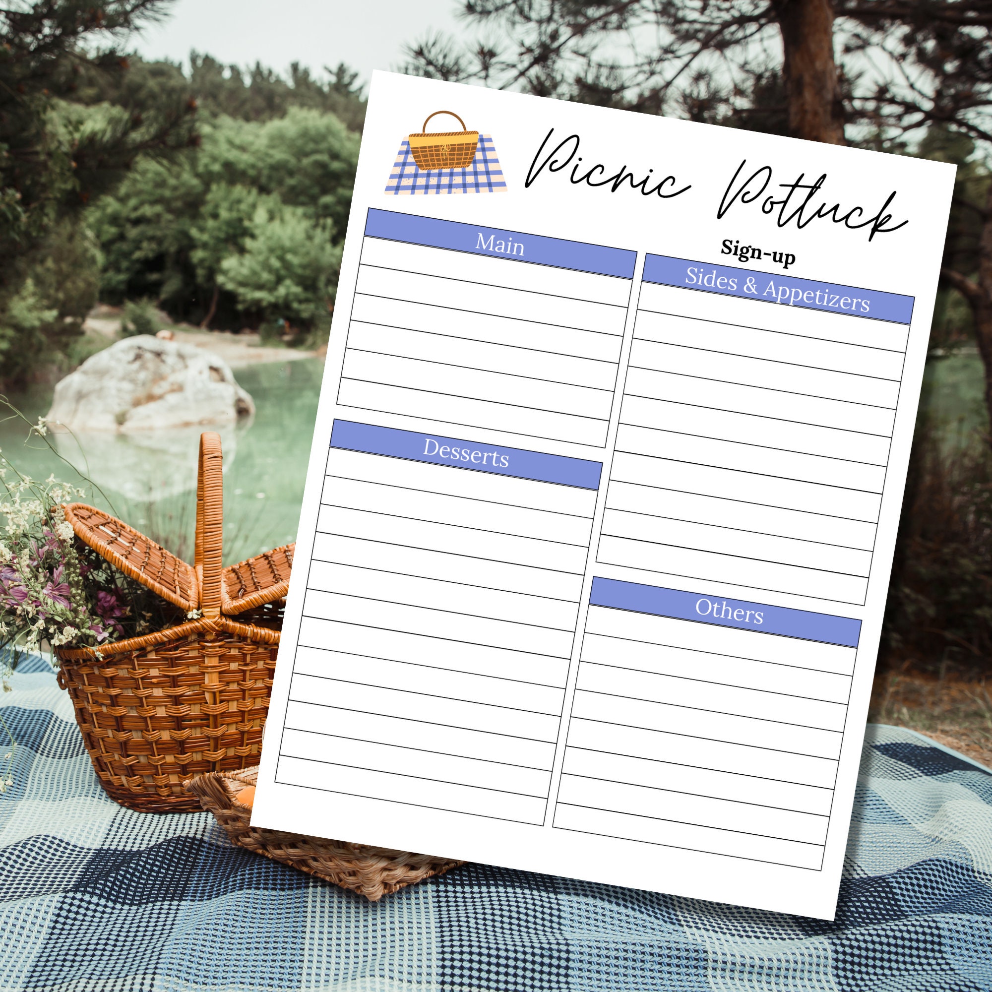 Potluck Sign up Sheet | Picnic Potluck Sign up Sheet | Picnic Potluck ...