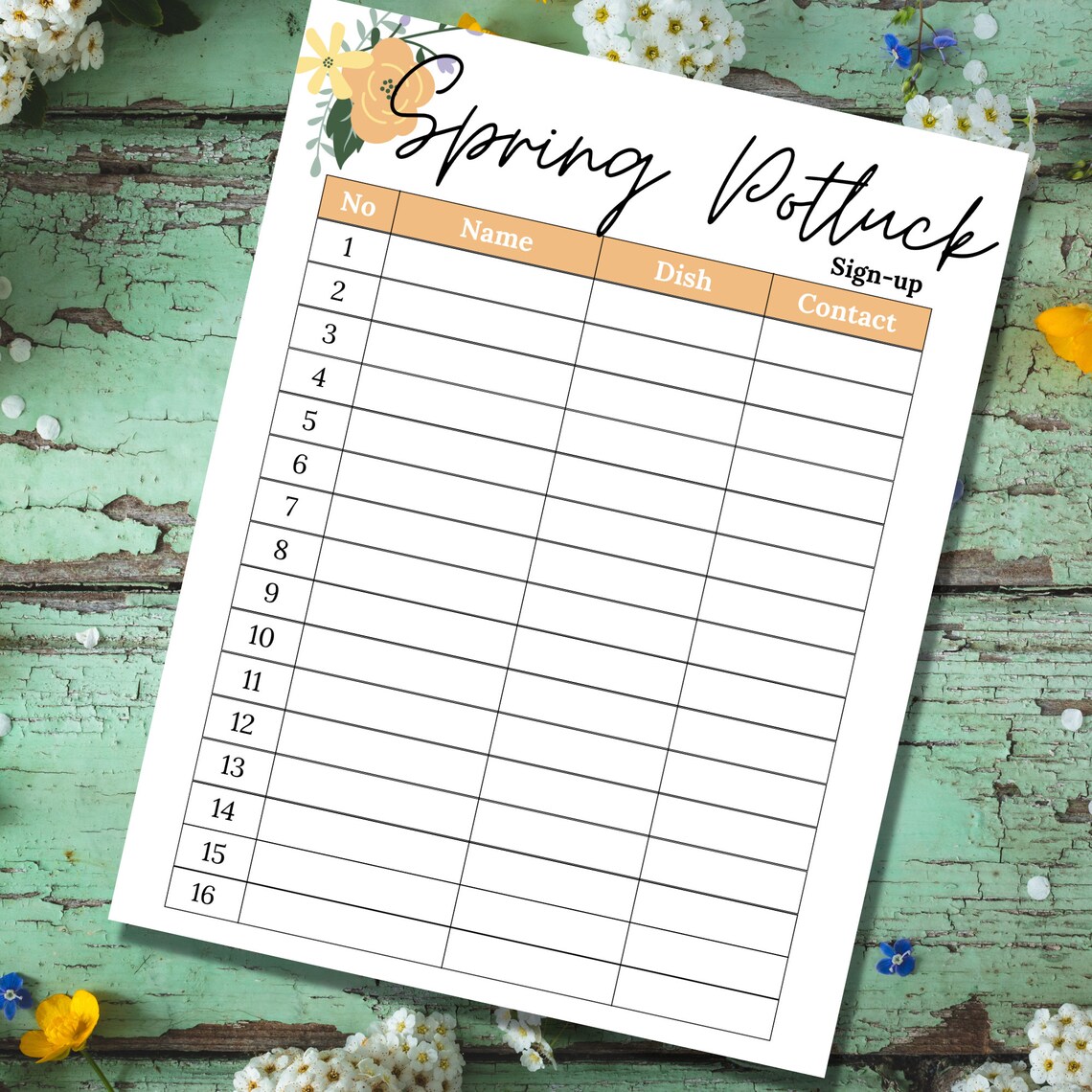 Spring Potluck Sign up Sheet Spring Potluck Sheet Spring Potluck ...