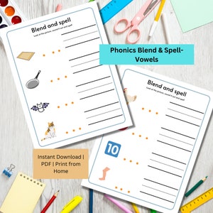 Phonics Worksheets Vowels & Digraph Bundle | CVC Words | Phonics Games ...