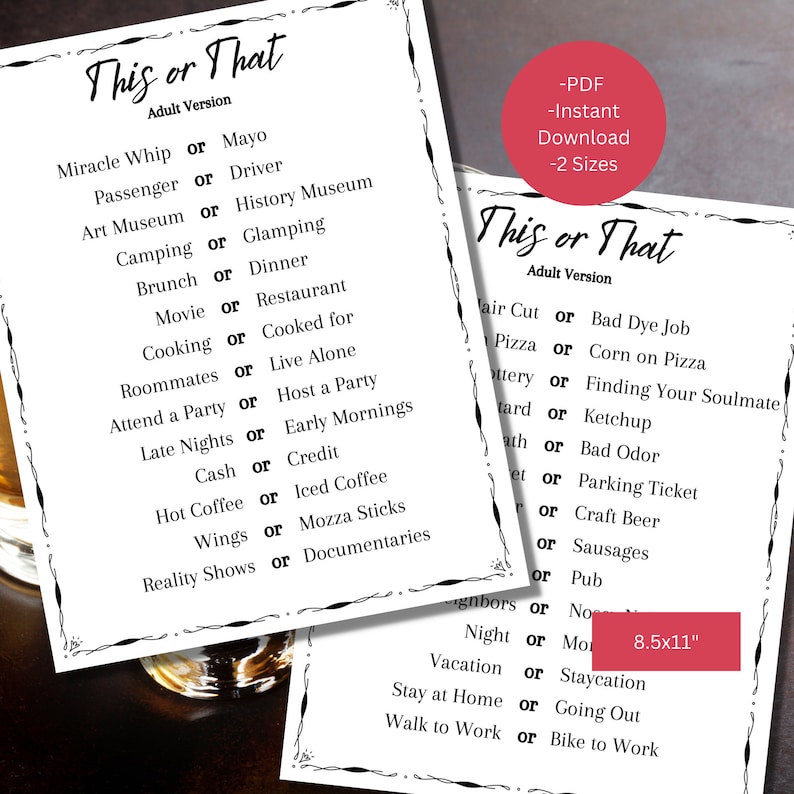 This or That Game | This or That Party Game | Christmas Games | Work ...