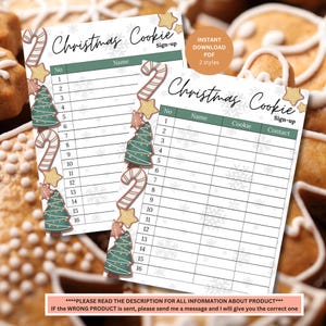 Christmas Cookie Sign up Sheet | Christmas Cookies Exchange | Christmas ...