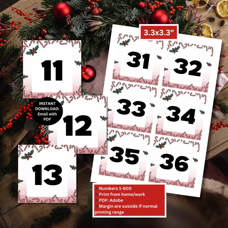 Christmas Number Cards Printable | Holiday Number Set 1-60 |cookie ...