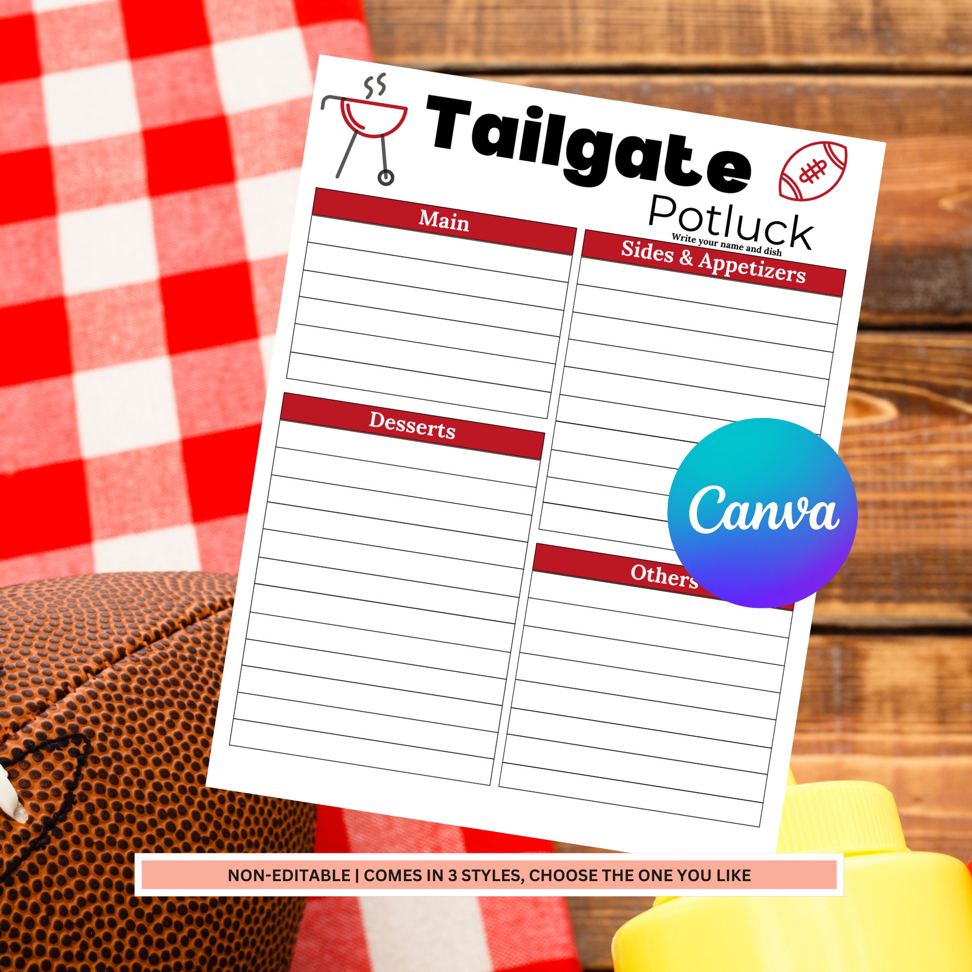 Tailgate Potluck Sign up Sheet Potluck Sign up Sheet Football Party ...