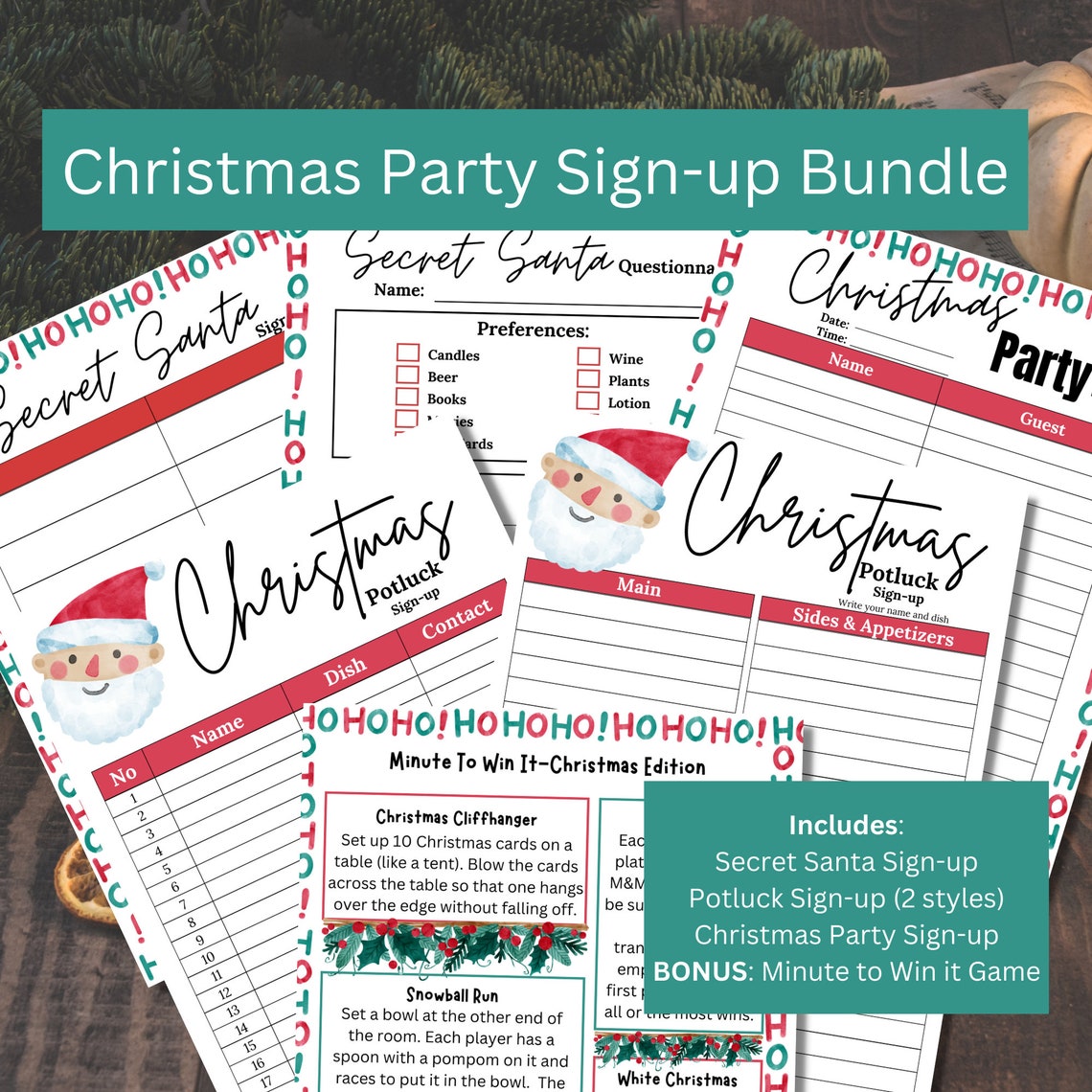 Christmas Party Sign up Bundle | Christmas Work Party | Christmas ...