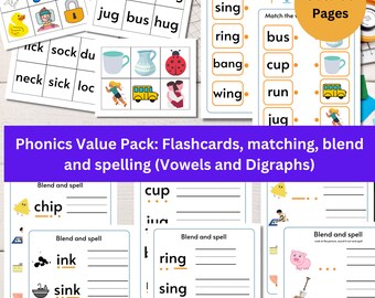 Phonics Flash Cards Phonics Sounds Chart Digraph Kindergarten Phonics ...