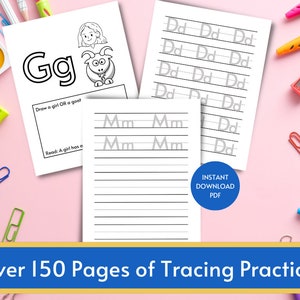 Letter Tracing Worksheet Bundle | Kindergarten Worksheets | Handwriting ...