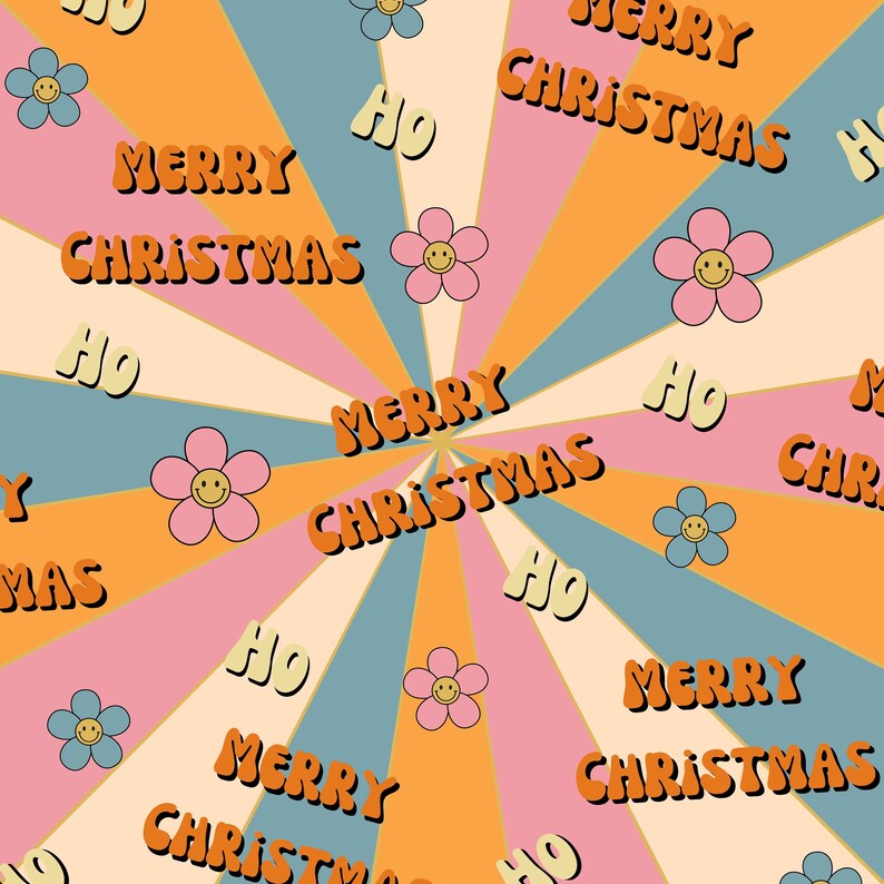 Groovy Christmas Digital Paper Groovy 70's Retro Christmas Groovy ...