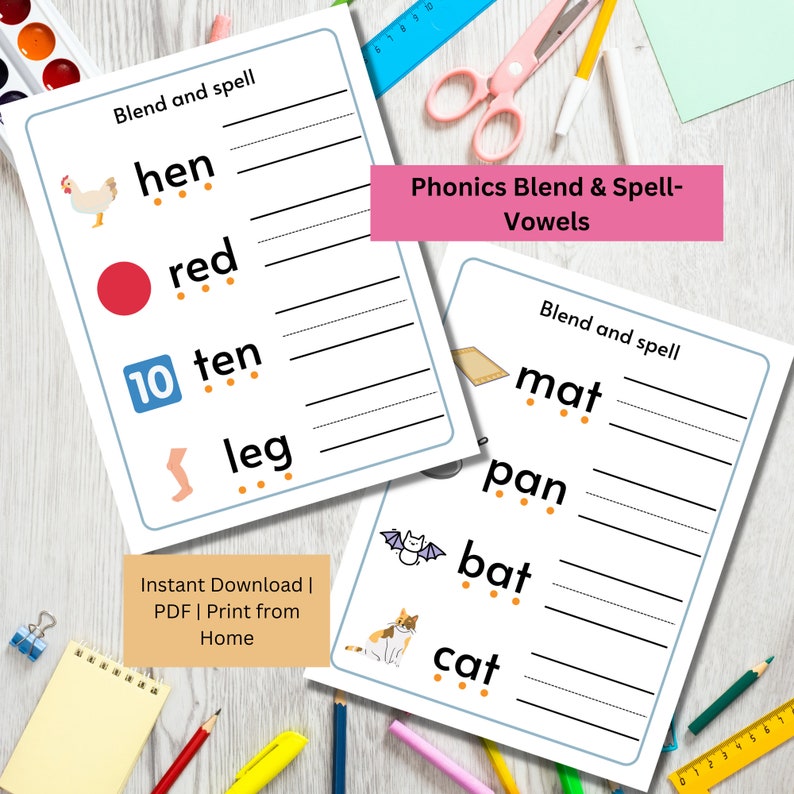 Phonics Worksheets Vowels | CVC Words | Phonics Games | Phonics ...