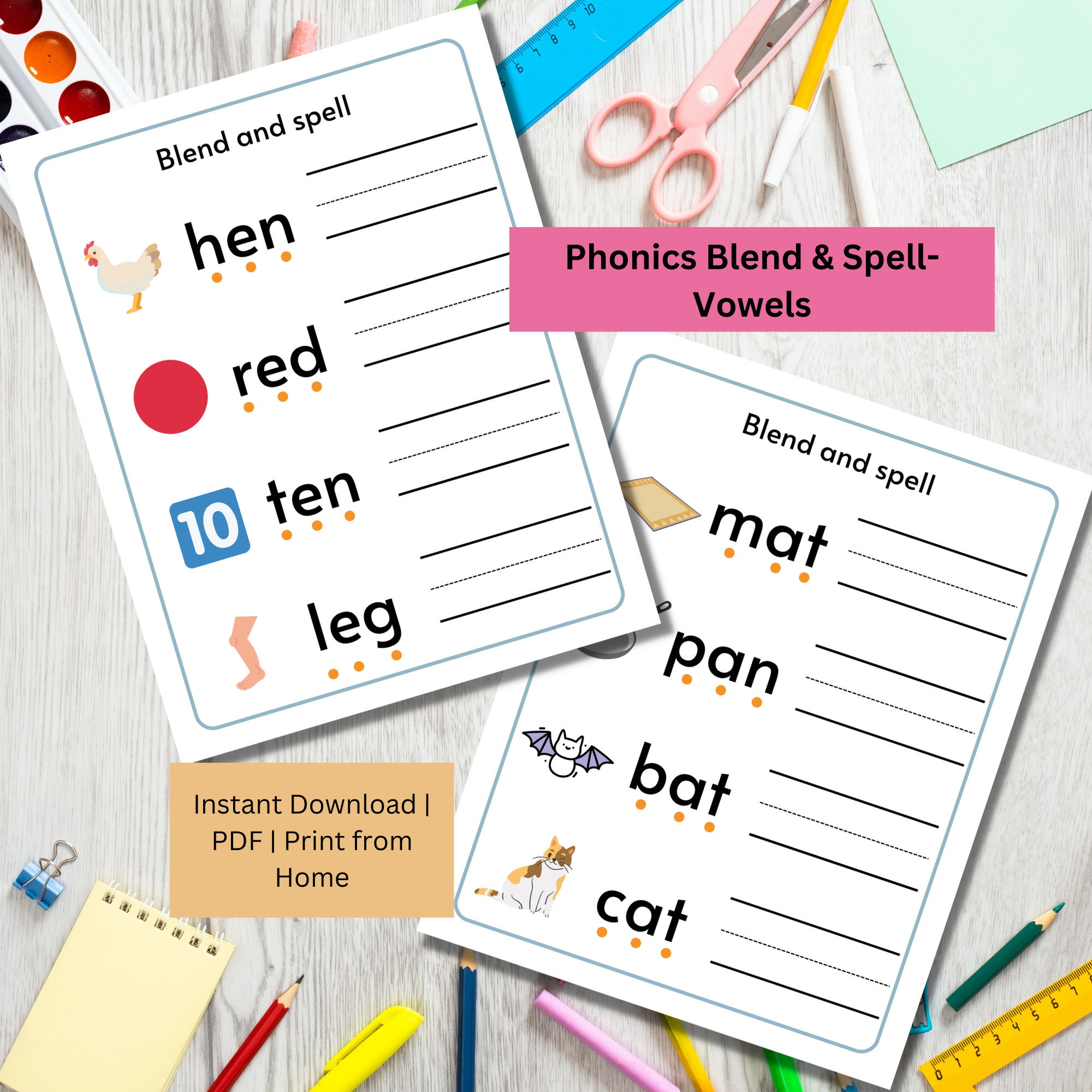 Phonics Worksheets Vowels | CVC Words | Phonics Games | Phonics ...