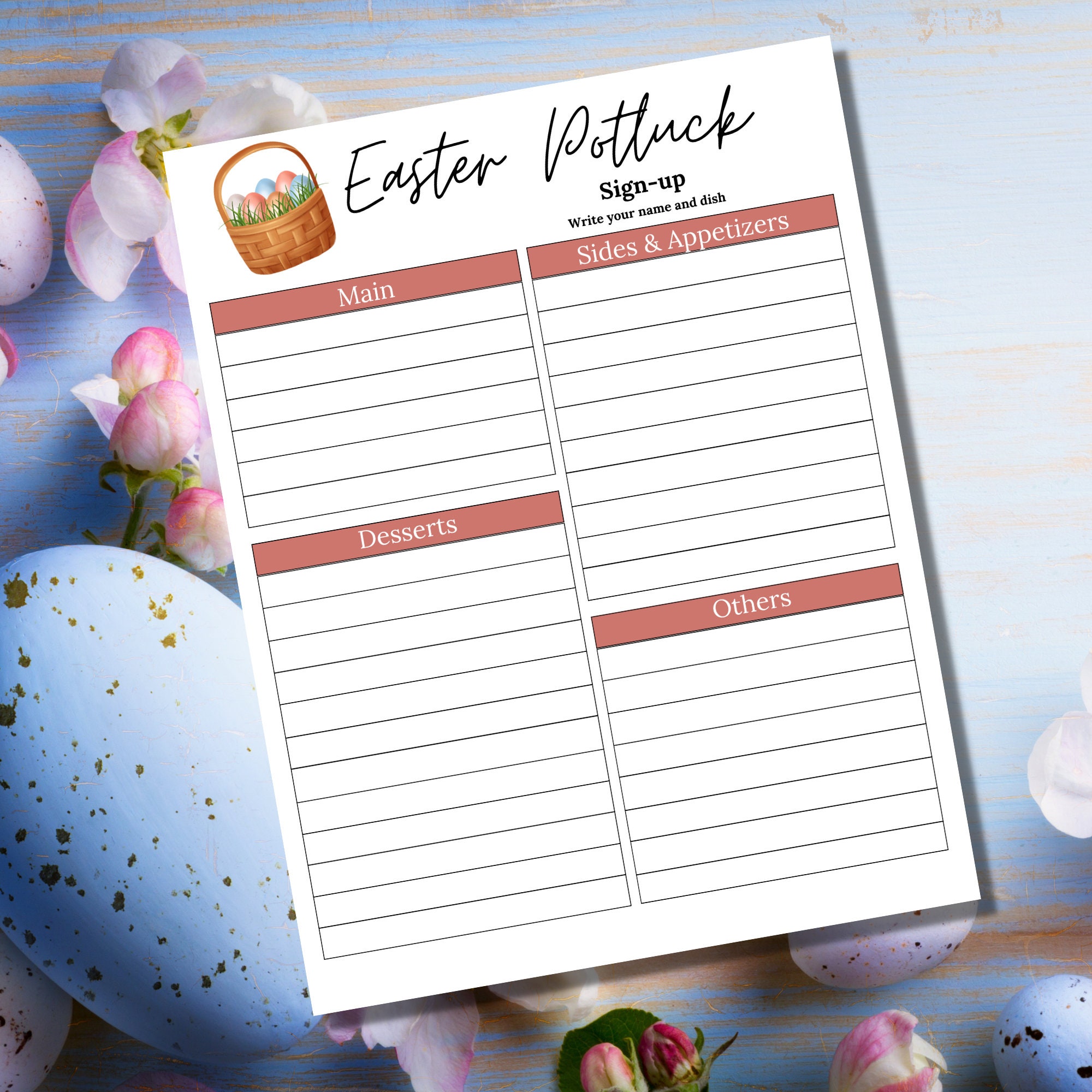 Potluck Sign up Sheet | Easter Potluck Sign up Sheet | Easter Potluck ...