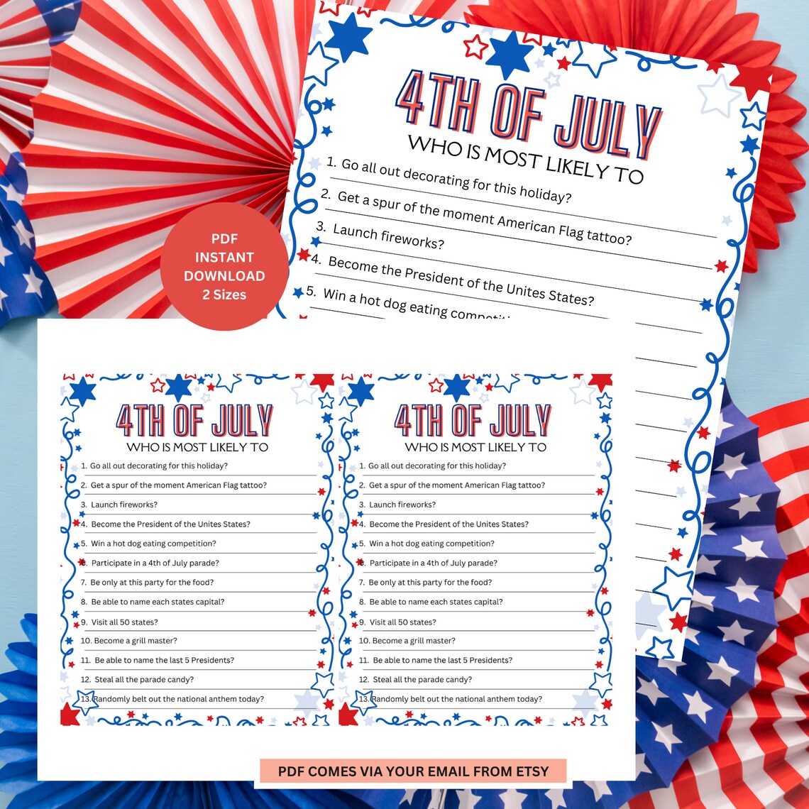 Who is Most Likely to 4th of July Game | Independence Day Printable ...