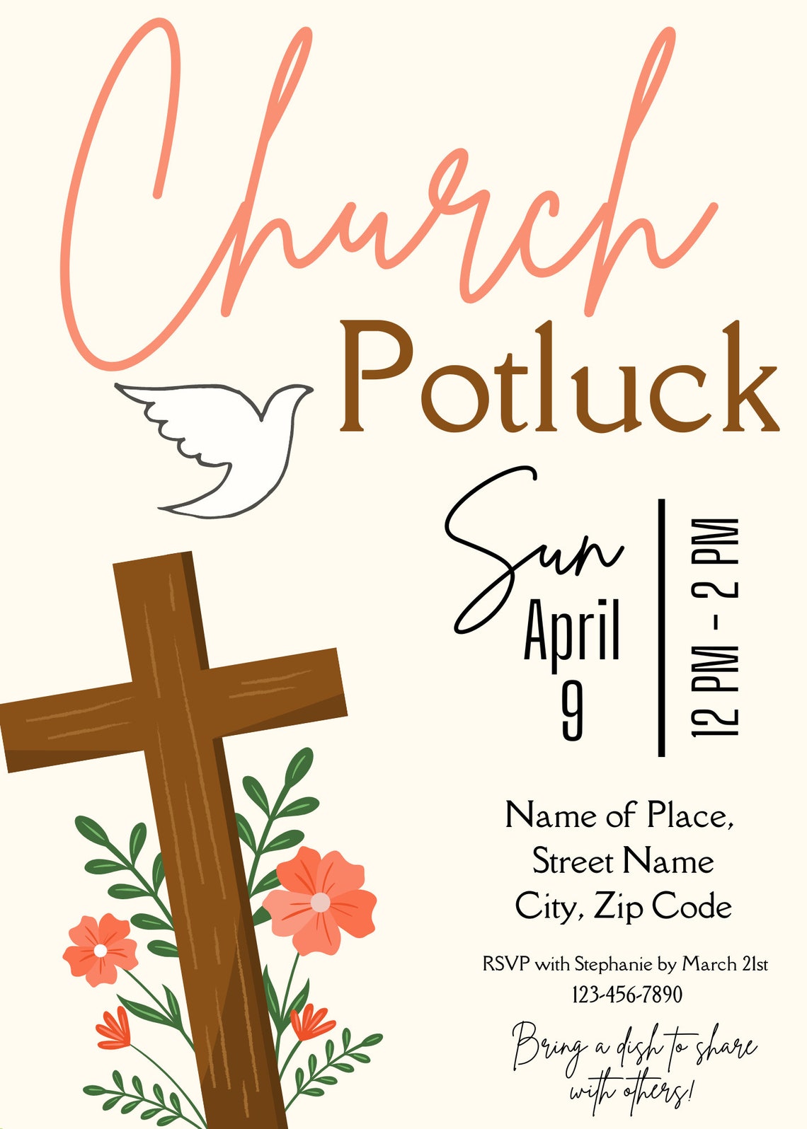 Church Potluck Invitation Template | Church Party Potluck Invite ...