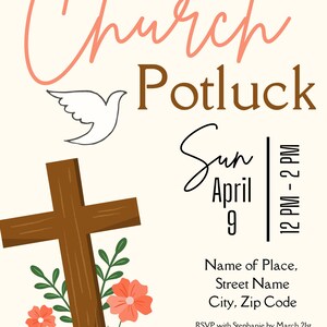 Church Potluck Invitation Template | Church Party Potluck Invite ...