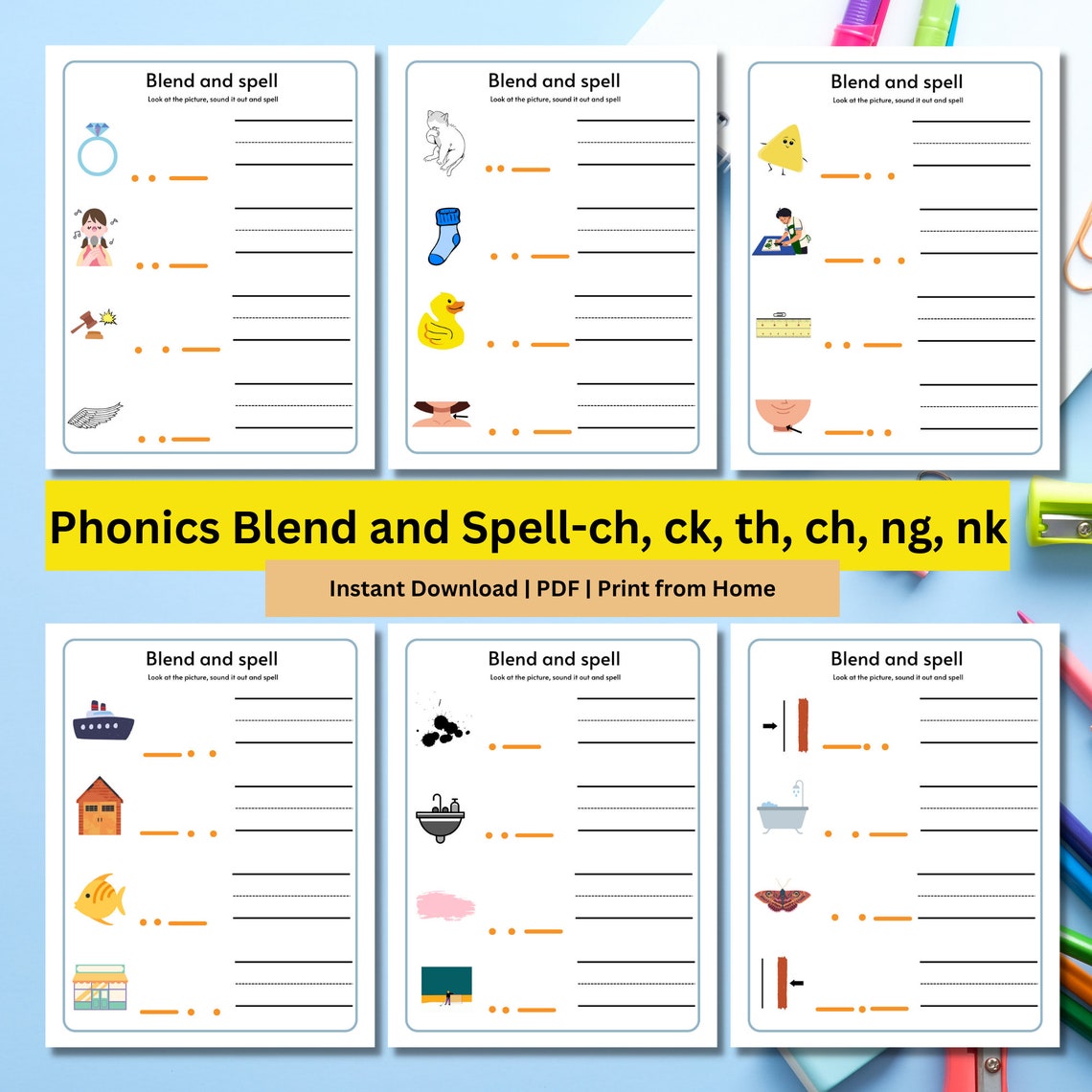 Phonics Worksheets Digraphs CVC Words Phonics Games - Etsy