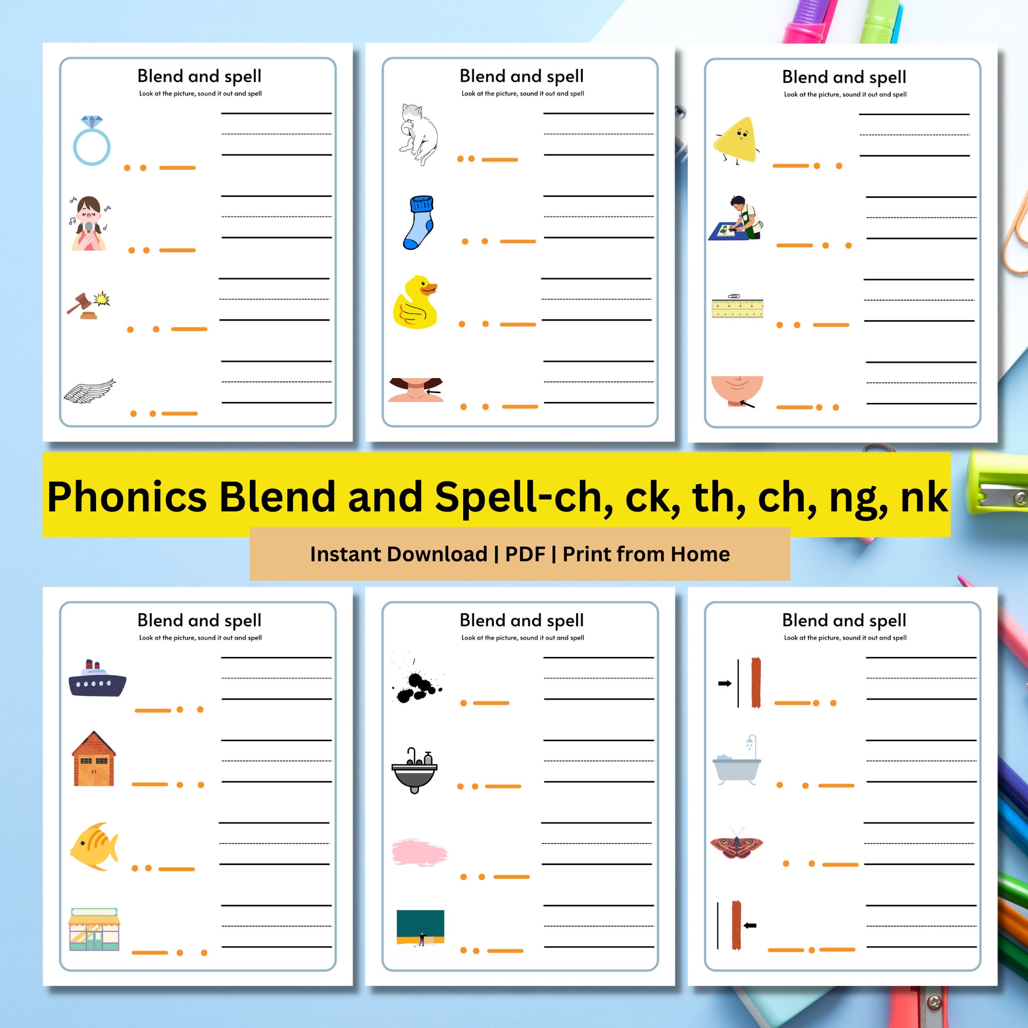 Phonics Worksheets Digraphs CVC Words Phonics Games - Etsy