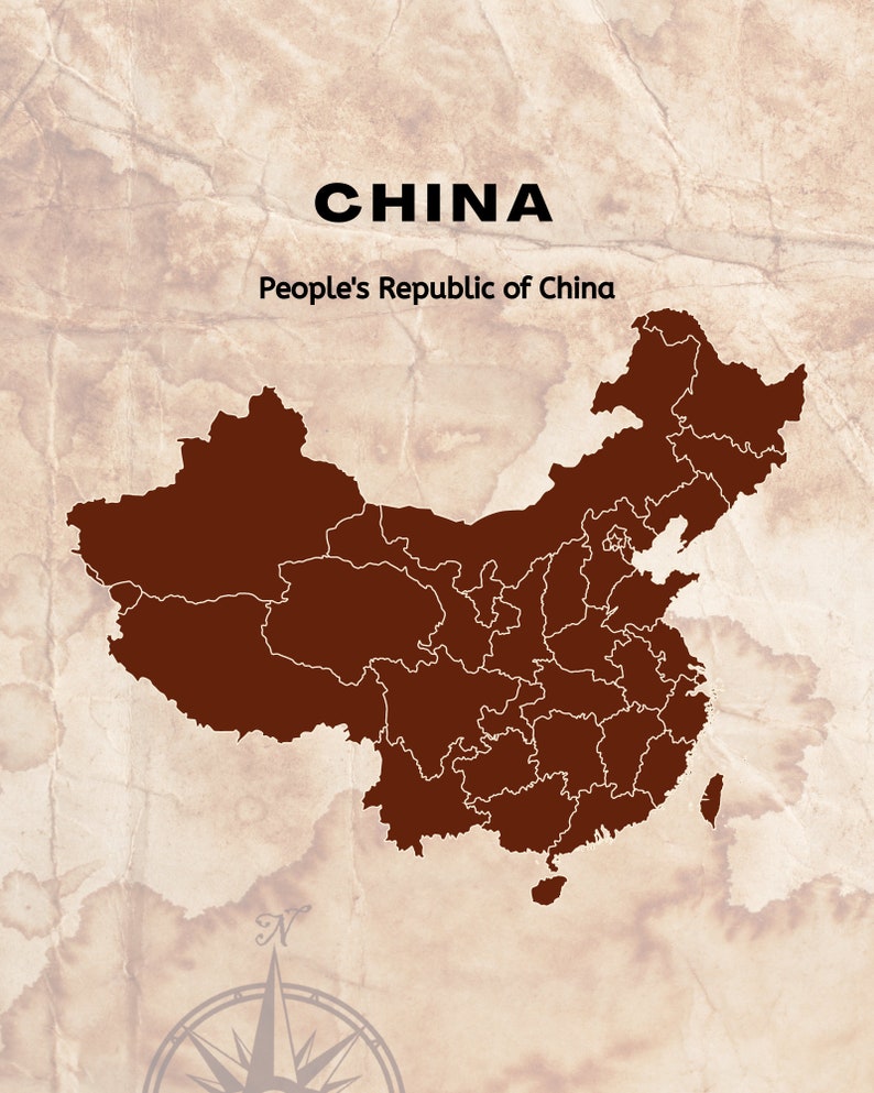 Map of China Map of China Digital Print Map of China Wall Art China ...