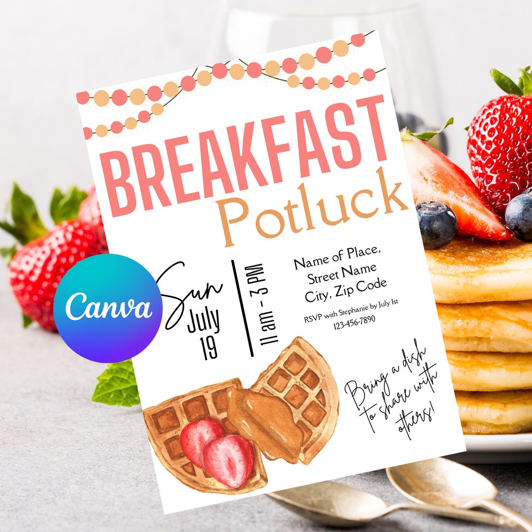 Breakfast Potluck Invitation Template Brunch Party Potluck Invite