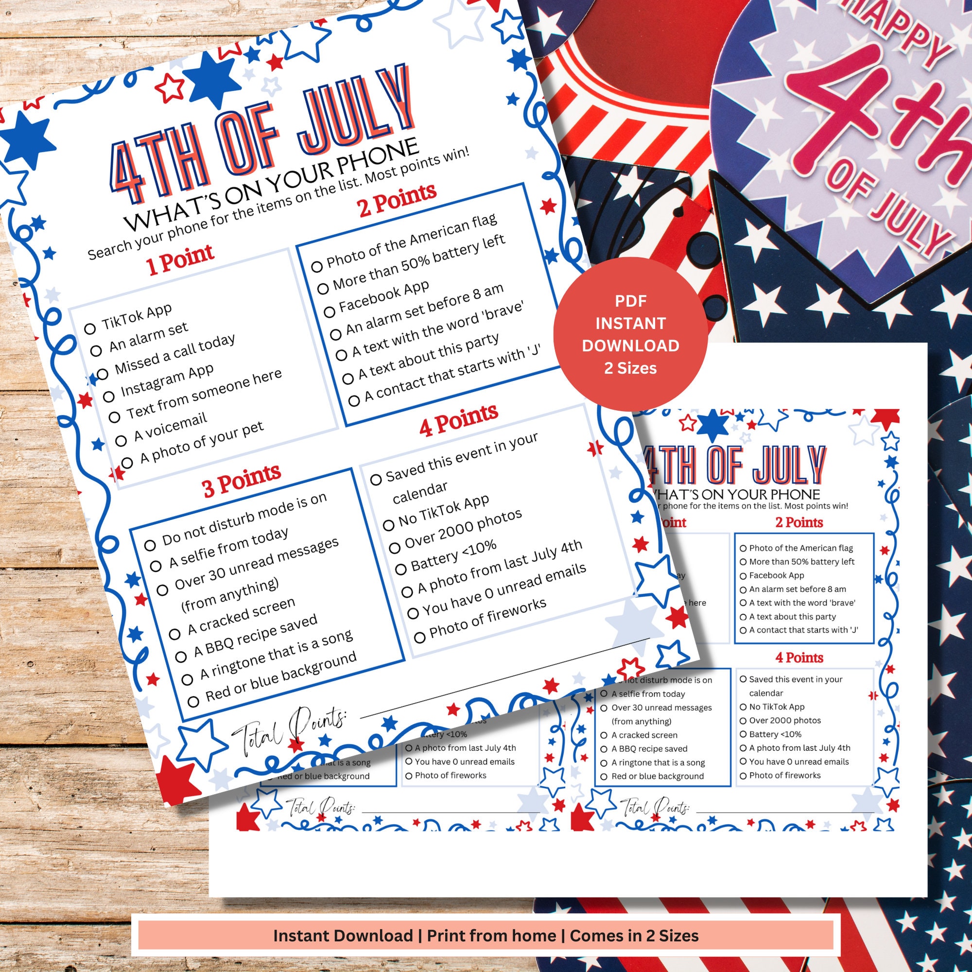 What's on Your Phone 4th of July Game | Independence Day Printable ...