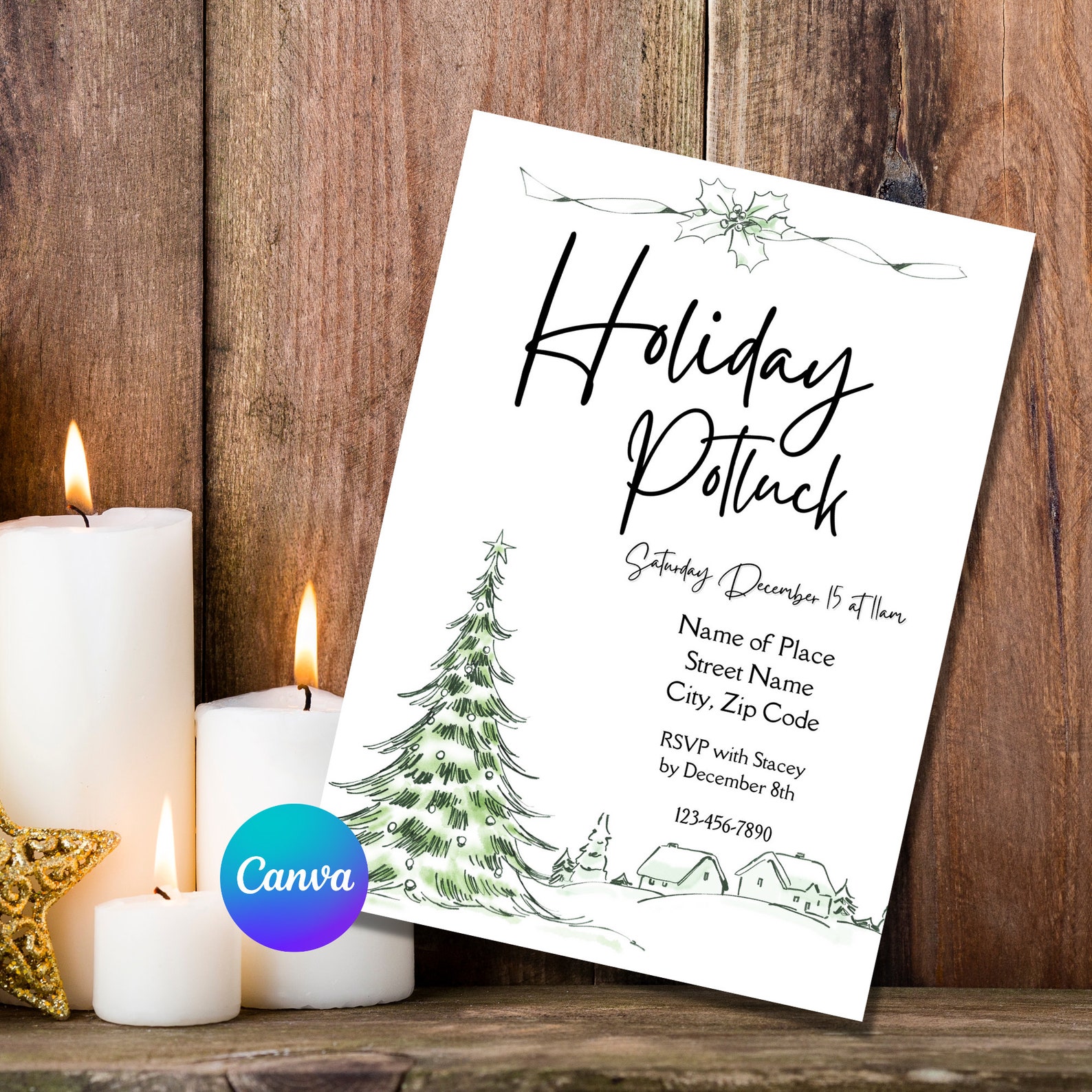 Holiday Potluck Template | Editable Holiday Potluck | Holiday Potluck ...