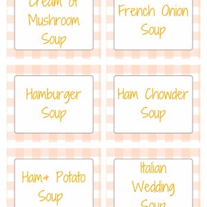 Soup Food Labels With Names Non-editable Printable | Soup Cards | Soup ...