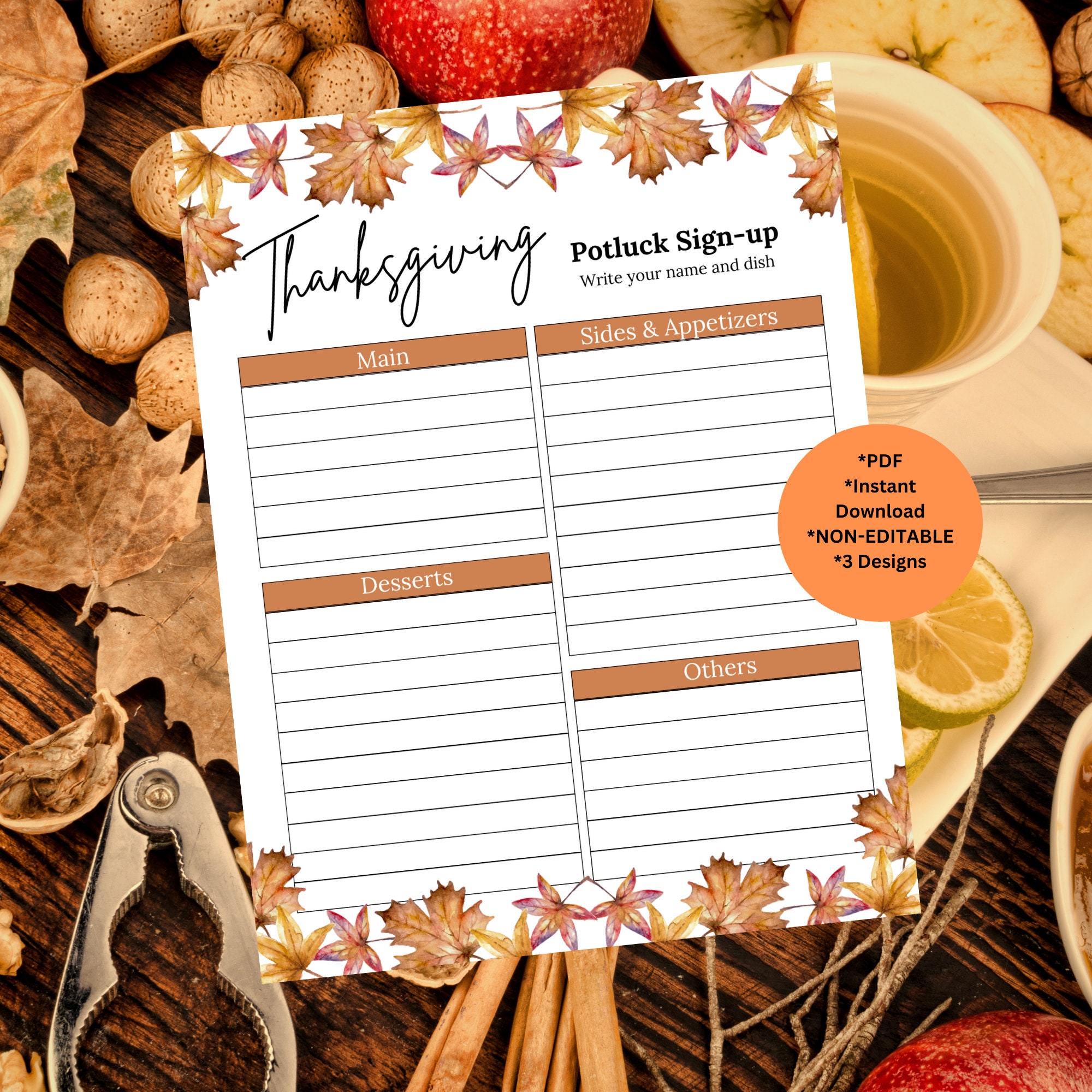 Potluck Sign up Sheet | Thanksgiving Potluck Sign up Sheet ...