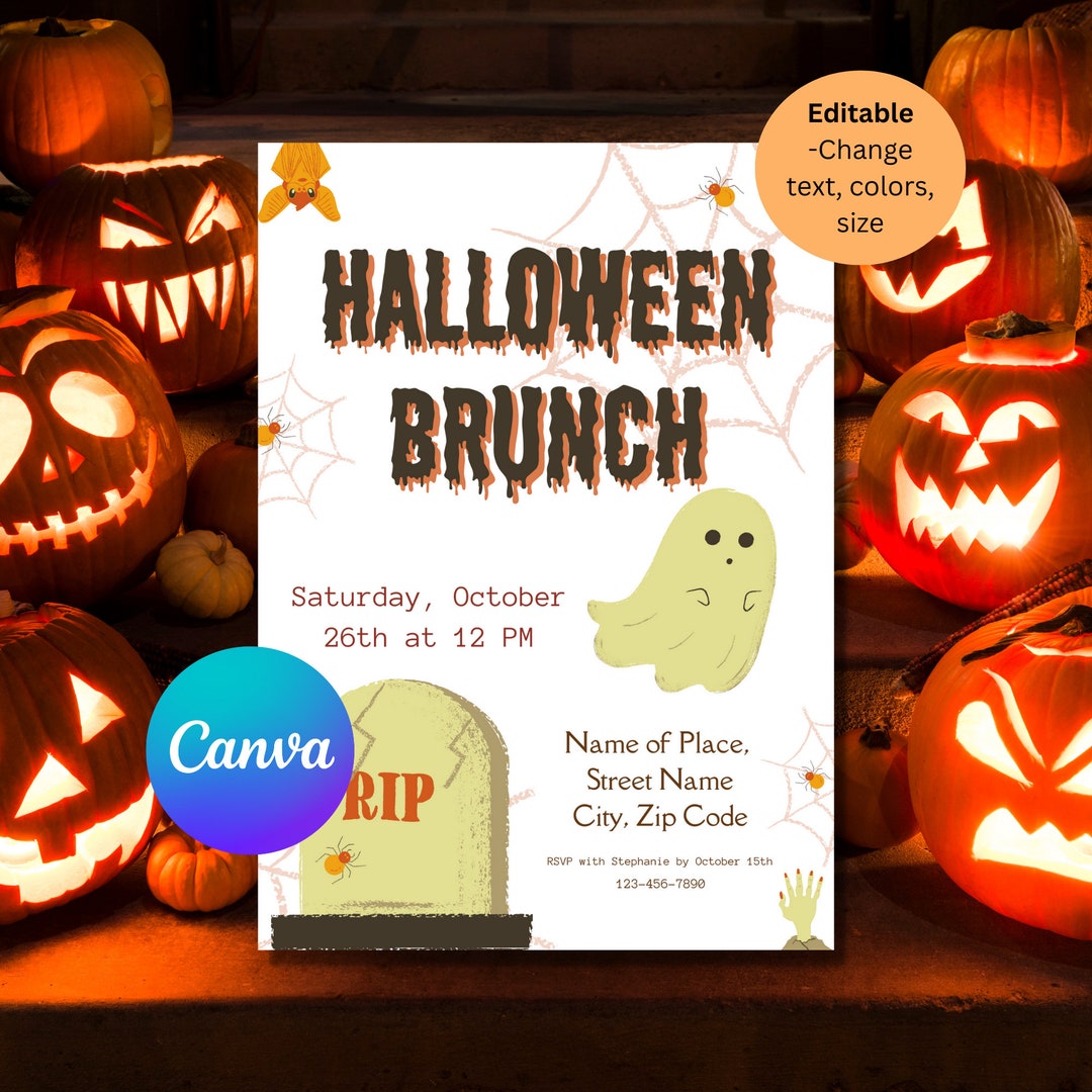 Halloween Brunch Invite Template Editable Brunch Invitation Halloween ...