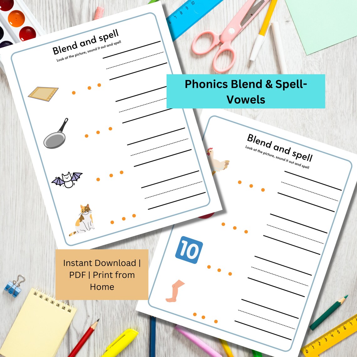 Phonics Worksheets Vowels CVC Words Phonics Games - Etsy