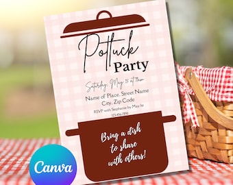 Spring Potluck Invite Template Editable Potluck Invitation Potluck ...