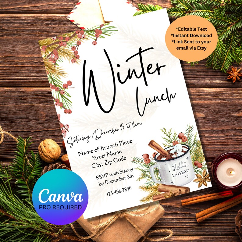 CANVA PRO Winter Lunch Template | Editable Winter Brunch | Winter ...