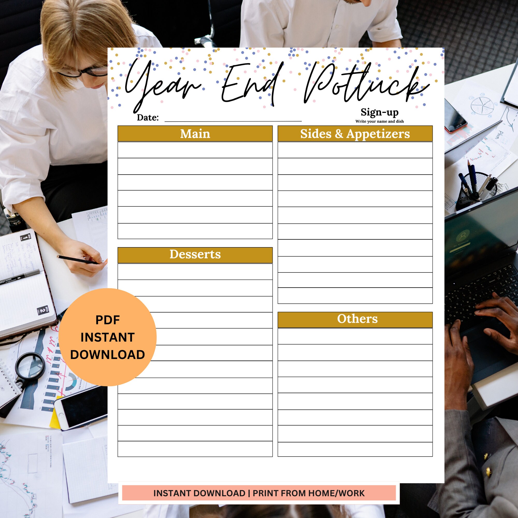 Year End Potluck Sign up Sheet | Work Potluck Sheet | Potluck Sign up ...