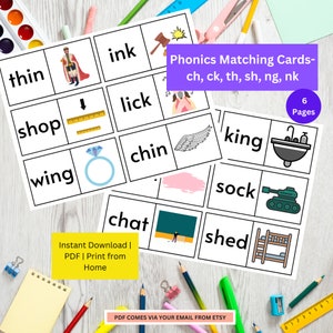 Phonics Matching Cards Game Digraphs| CVC Words| Phonics Games |phonics ...