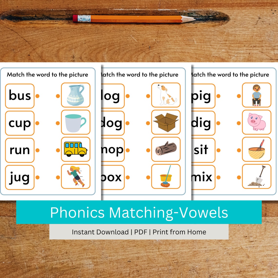 Phonics Worksheets Vowels CVC Words Phonics Games - Etsy
