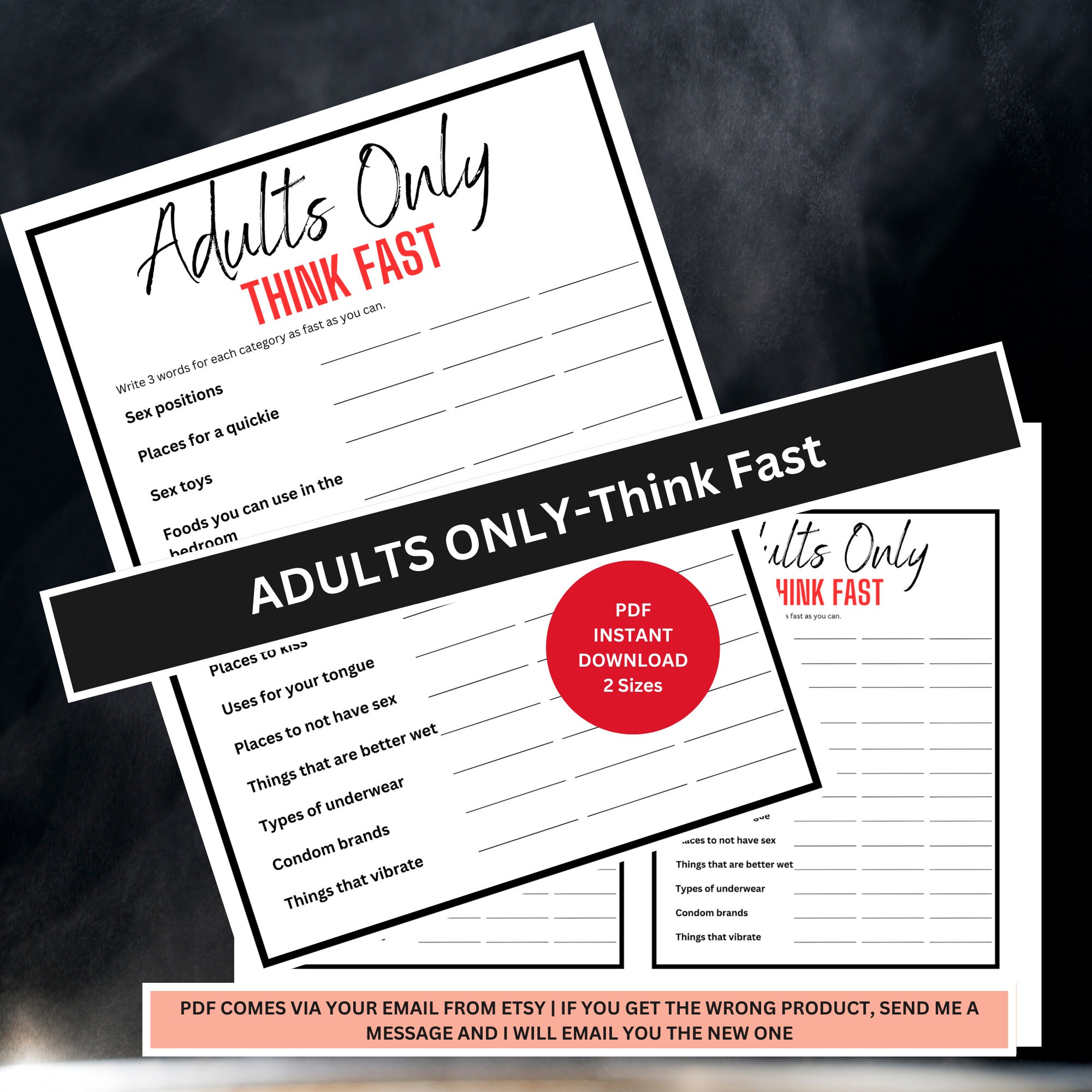 Think Fast Adult Game Word Scramble Party Game Adult Only Games Naughty ...