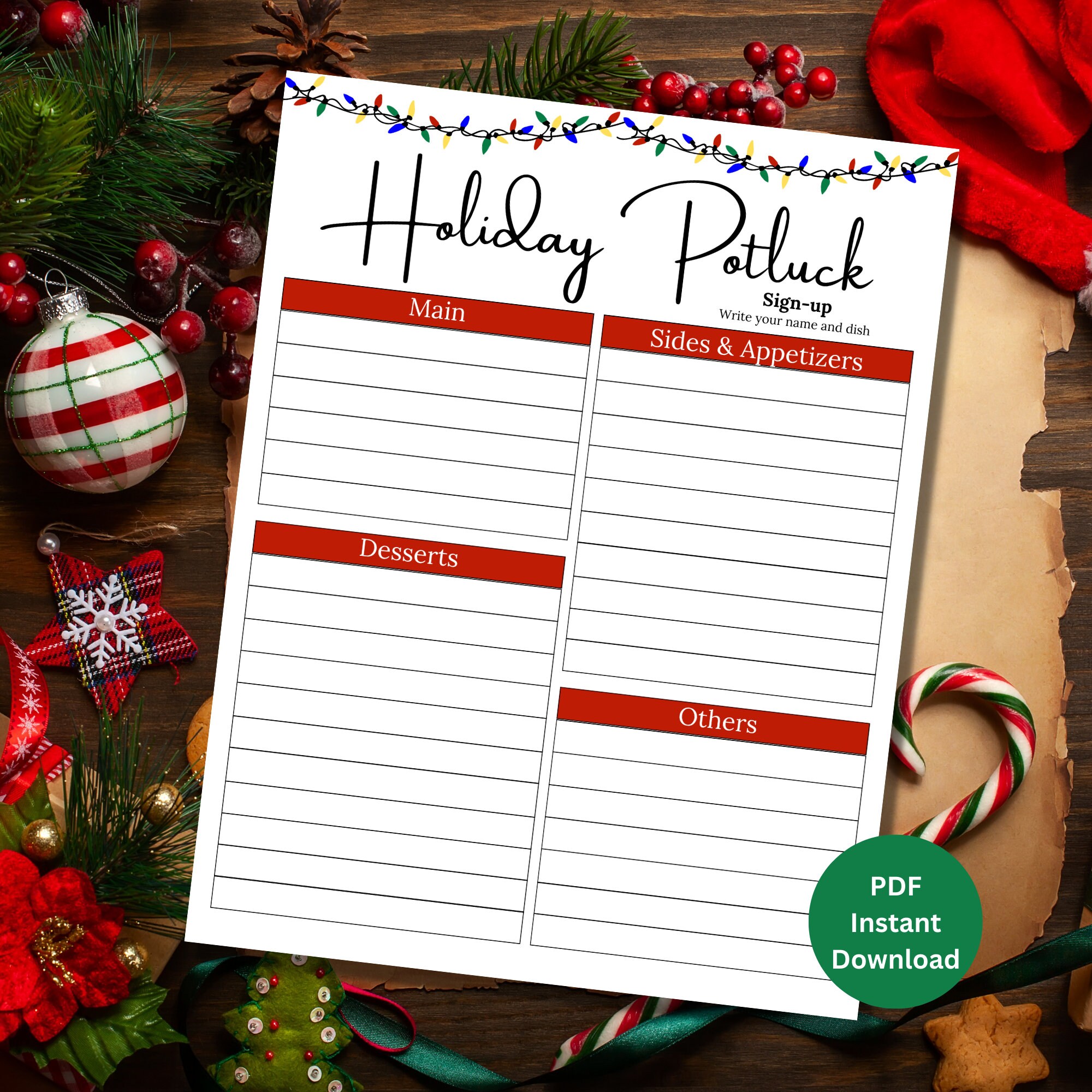 Holiday Potluck Invite & Sign up Sheet | Editable Holiday Potluck ...