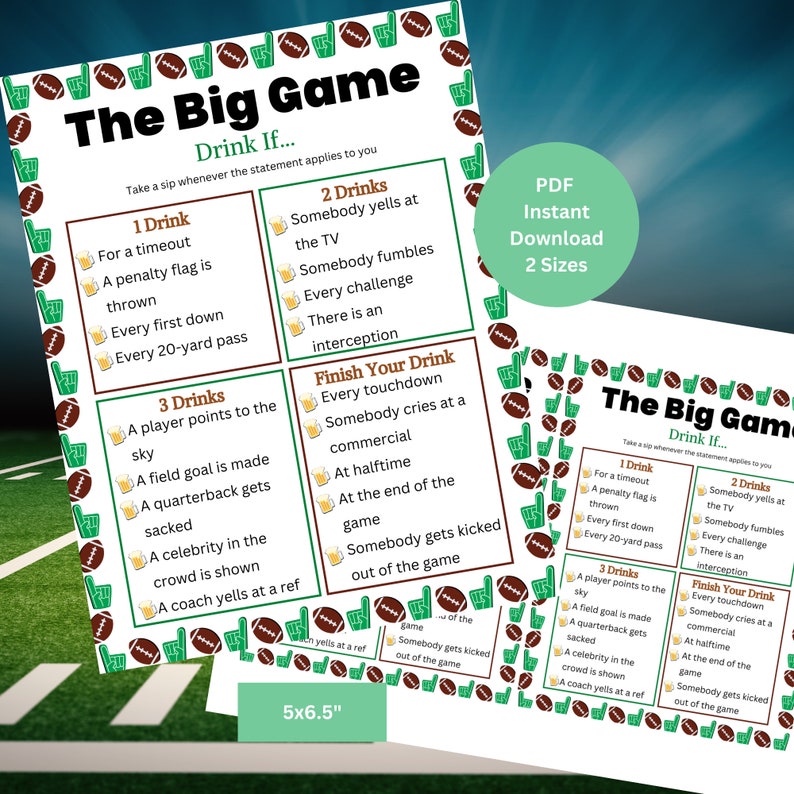 The Big Game Party Games the Big Game Drink If Big Game Games Football ...