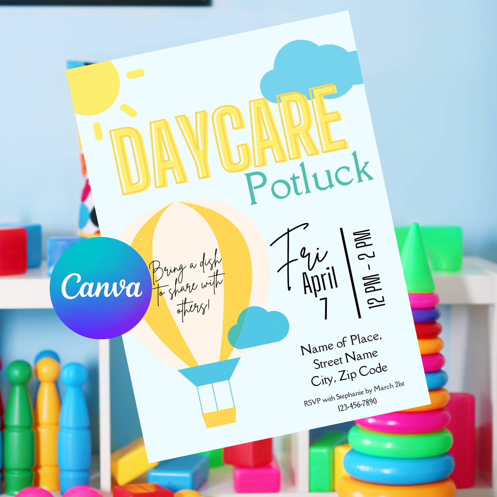 Daycare Potluck Invitation Template | Daycare Party Potluck Invite ...