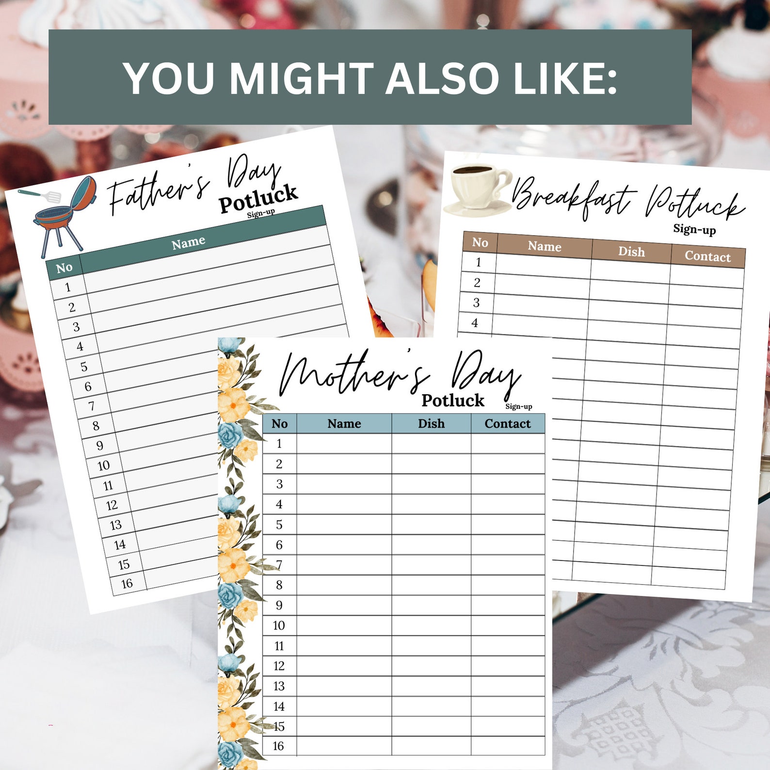 Potluck Sign up Sheet Simple Potluck Sign up Sheet Potluck Sheet ...